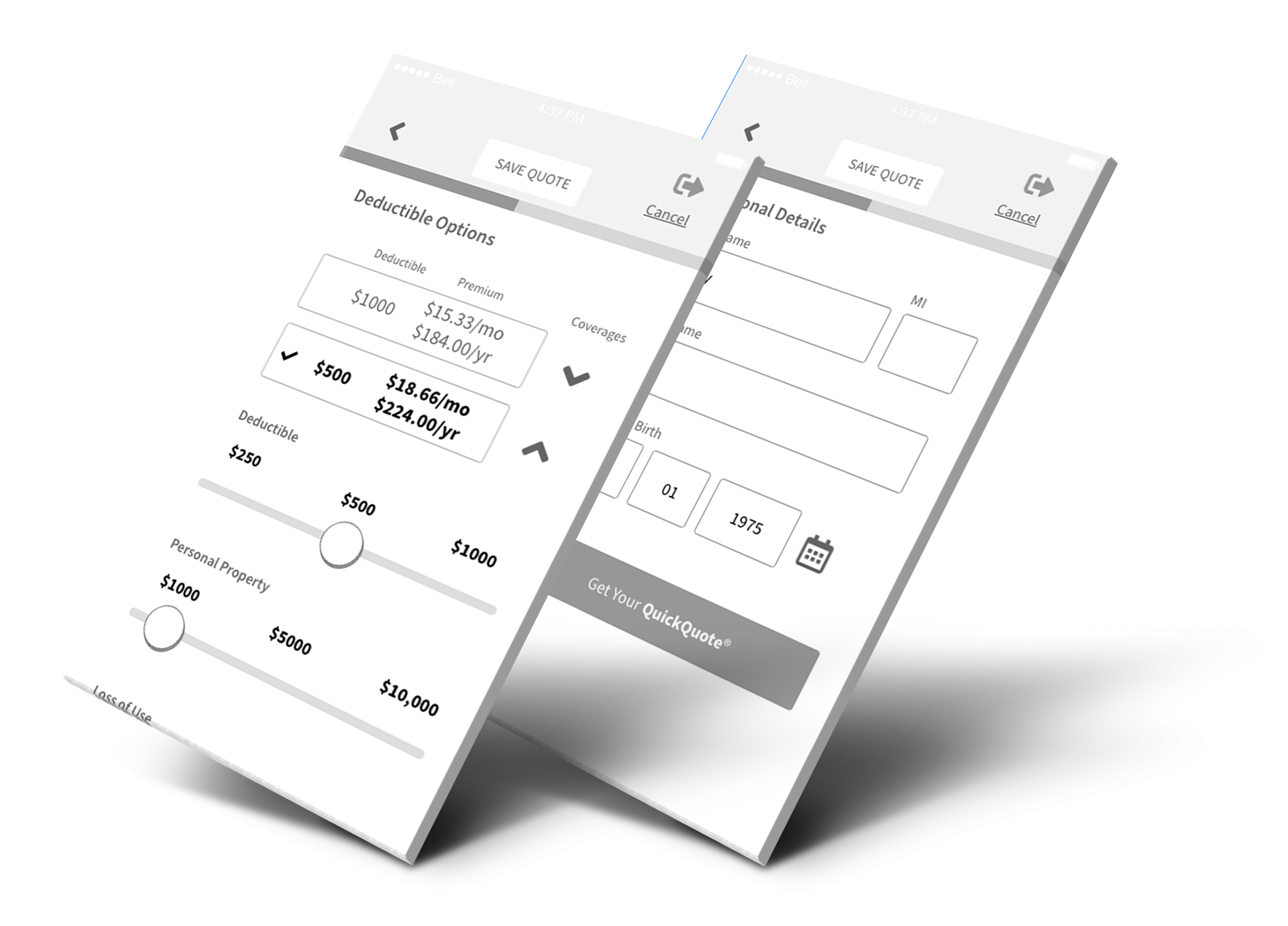 Quick Quote | JAM UX DESIGN | Informed UX through goal directed design